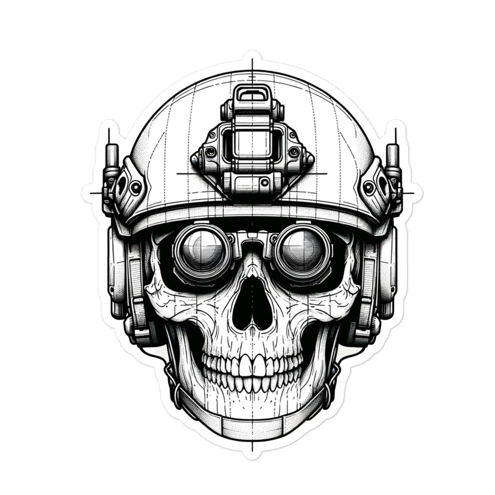 Night Vision Skull Sticker | Tactical Helmet Kiss Cut Sticker - Etsy