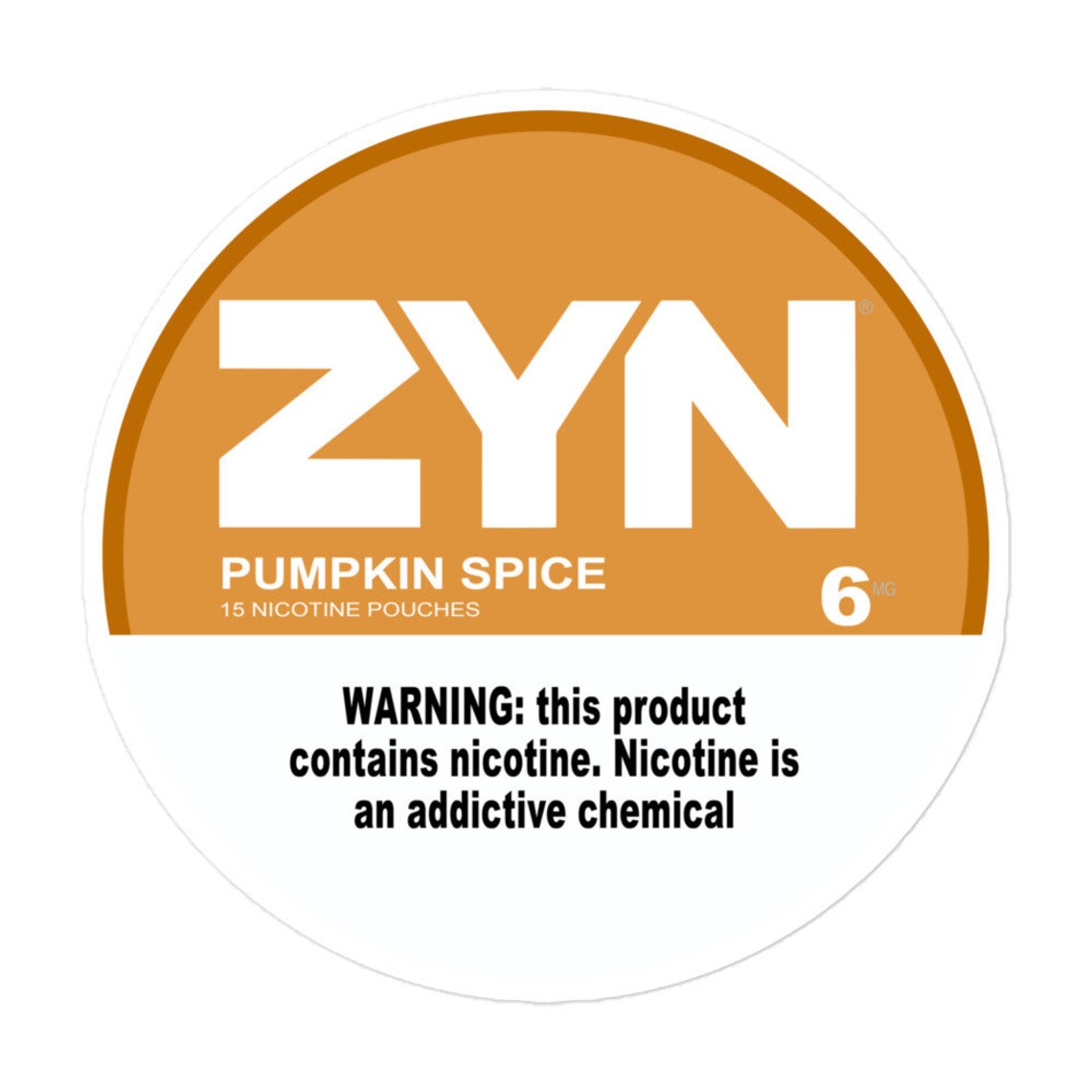 Zyn Pumpkin Spice Sticker Humorous Fall Flavor Halloween Zyn - Etsy
