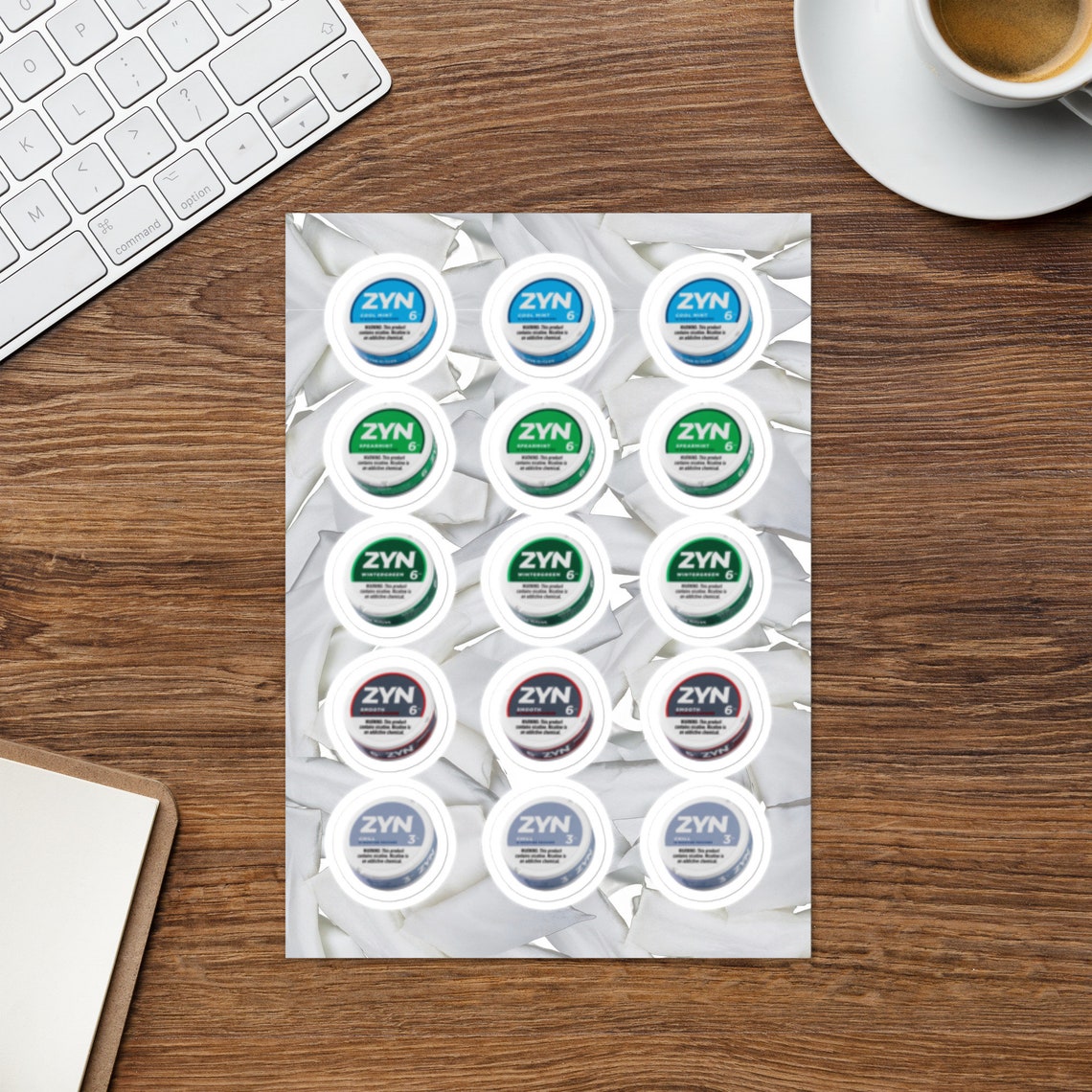 Zyn Flavor Variety Sticker Sheet Wintergreen, Cool Mint & More Set of ...