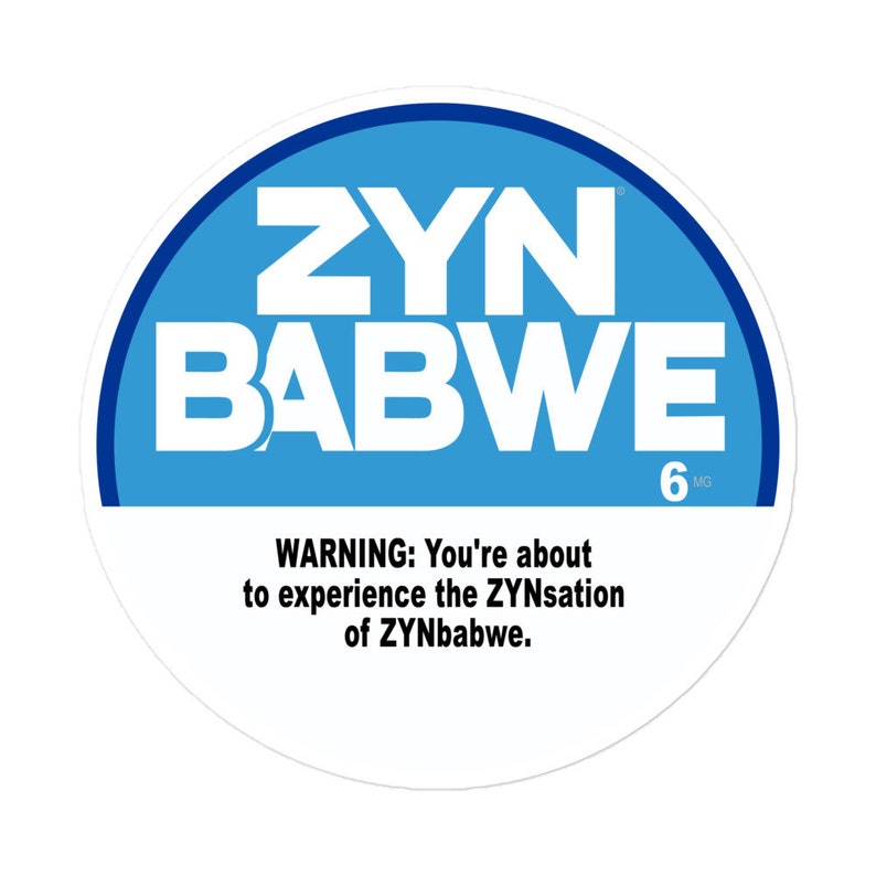 Zyn Sticker Zynbabwe Funny Nicotine Pouch Parody - Etsy