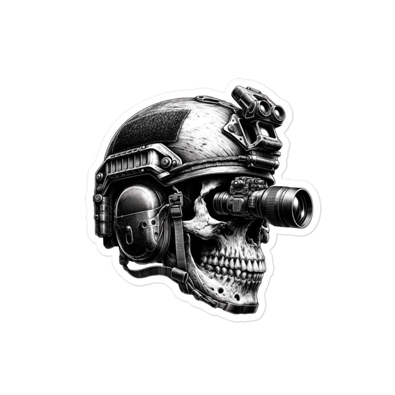 Night Vision Skull Sticker | Tactical Helmet Kiss Cut Sticker - Etsy