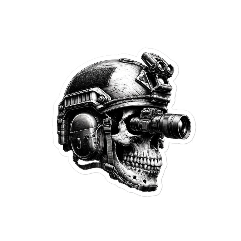 Night Vision Skull Sticker | Tactical Helmet Kiss Cut Sticker - Etsy