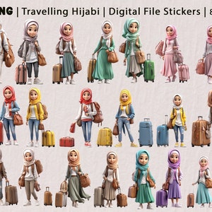 Muslim Hijabi Girl |travelling Digital Stickers | Cute Hijabi | Muslim ...
