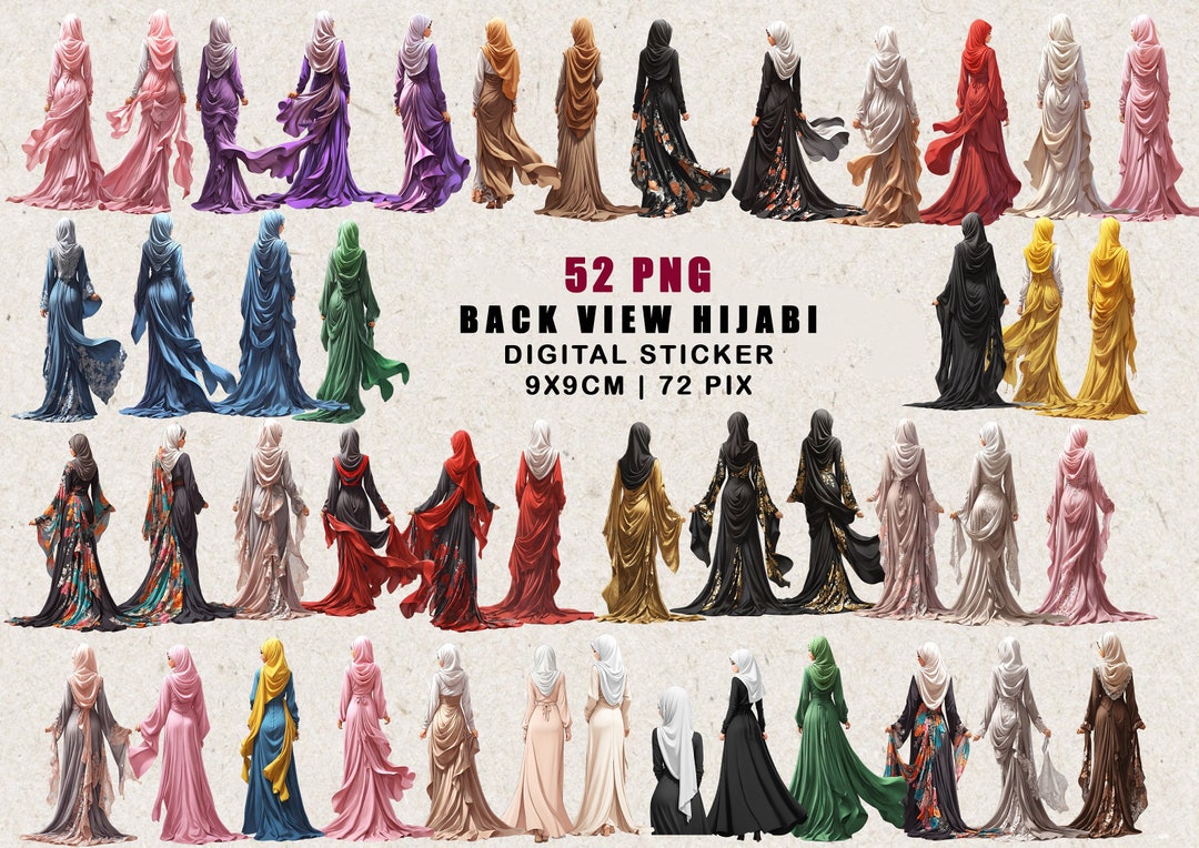 Hijabi Back View | Muslim Girl PNG | Muslim Woman | Abaya Dress ...