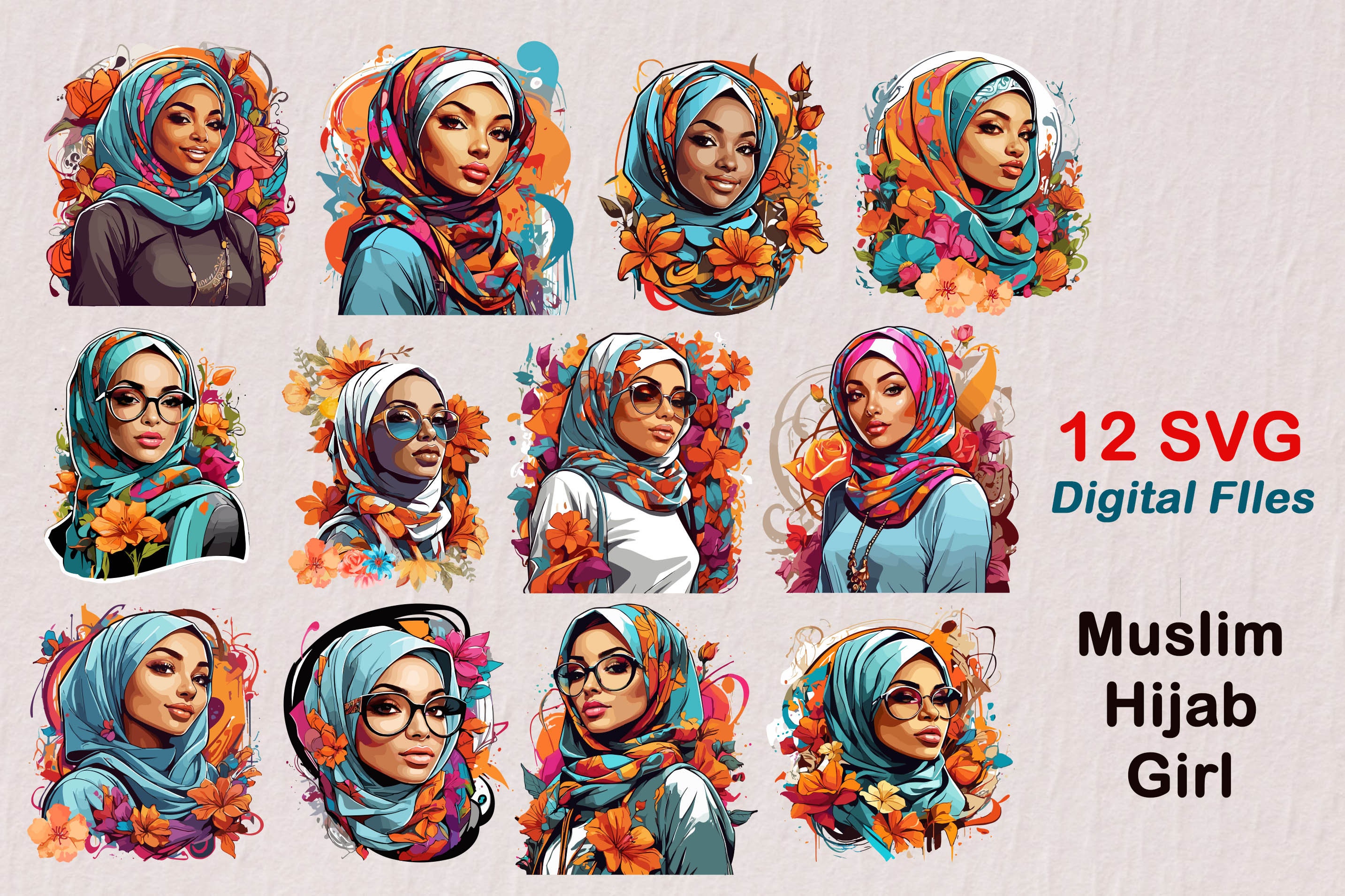 Muslim Hijabi Girl | Muslim Hijab | SVG Digital FILE | Muslim Gift ...