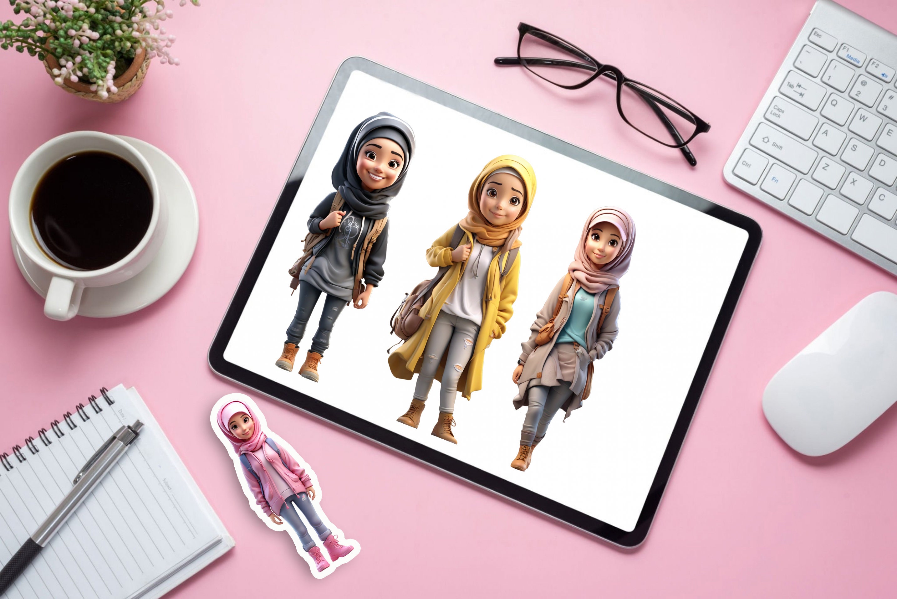 Muslim Hijab Girl Hijab and Boots Islamic Digital Planner Stickers ...