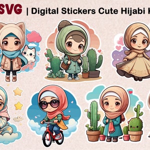 Muslim Hijabi Girl | Islamic Digital Planner Sticker | Cute Kids ...