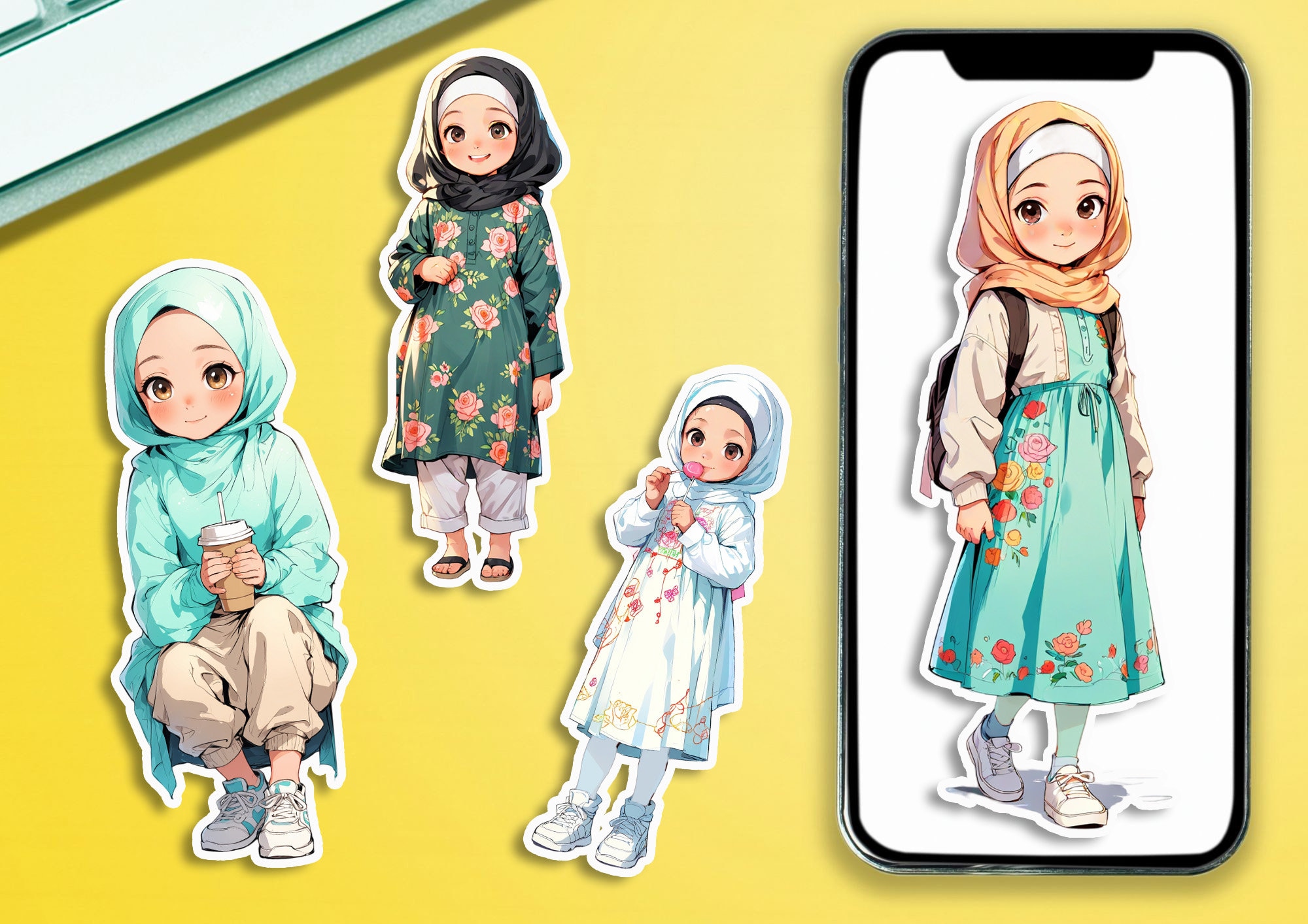 Muslim Hijab Girls | Hijab Girl | Digital Stickers | Cute Kids | Muslim ...