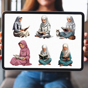 Hijabi | Quranic Reflections| Book Lovers | Hijab Girl Digital Sticker ...