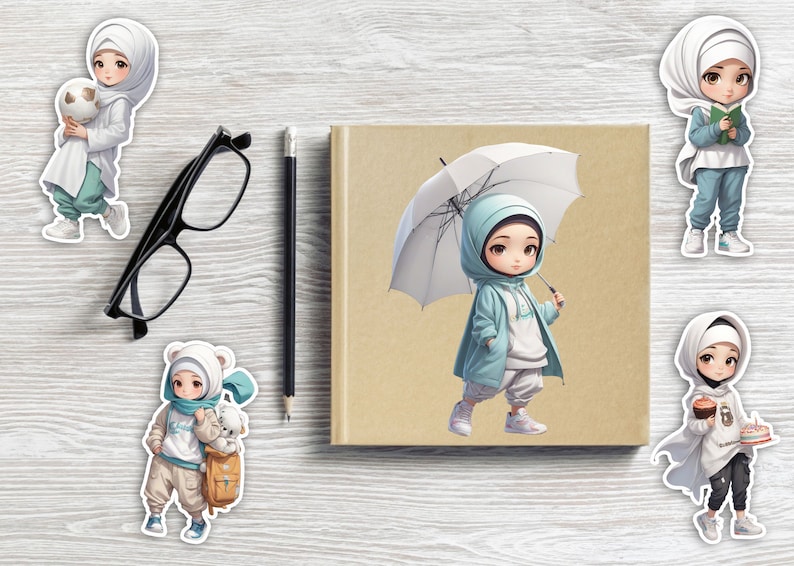 Muslim Hijab Girls | Hijab Girl | Digital Sticker | Cute Kids | Muslim ...