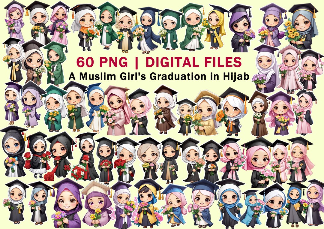 A Muslim Girl Graduation in Hijab | PNG Digital Files | Islamic Muslim ...