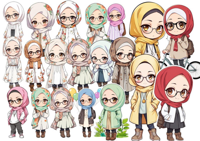 Hijabi Girl Clipart: Muslim Kids PNG Stickers (digital File) - Etsy