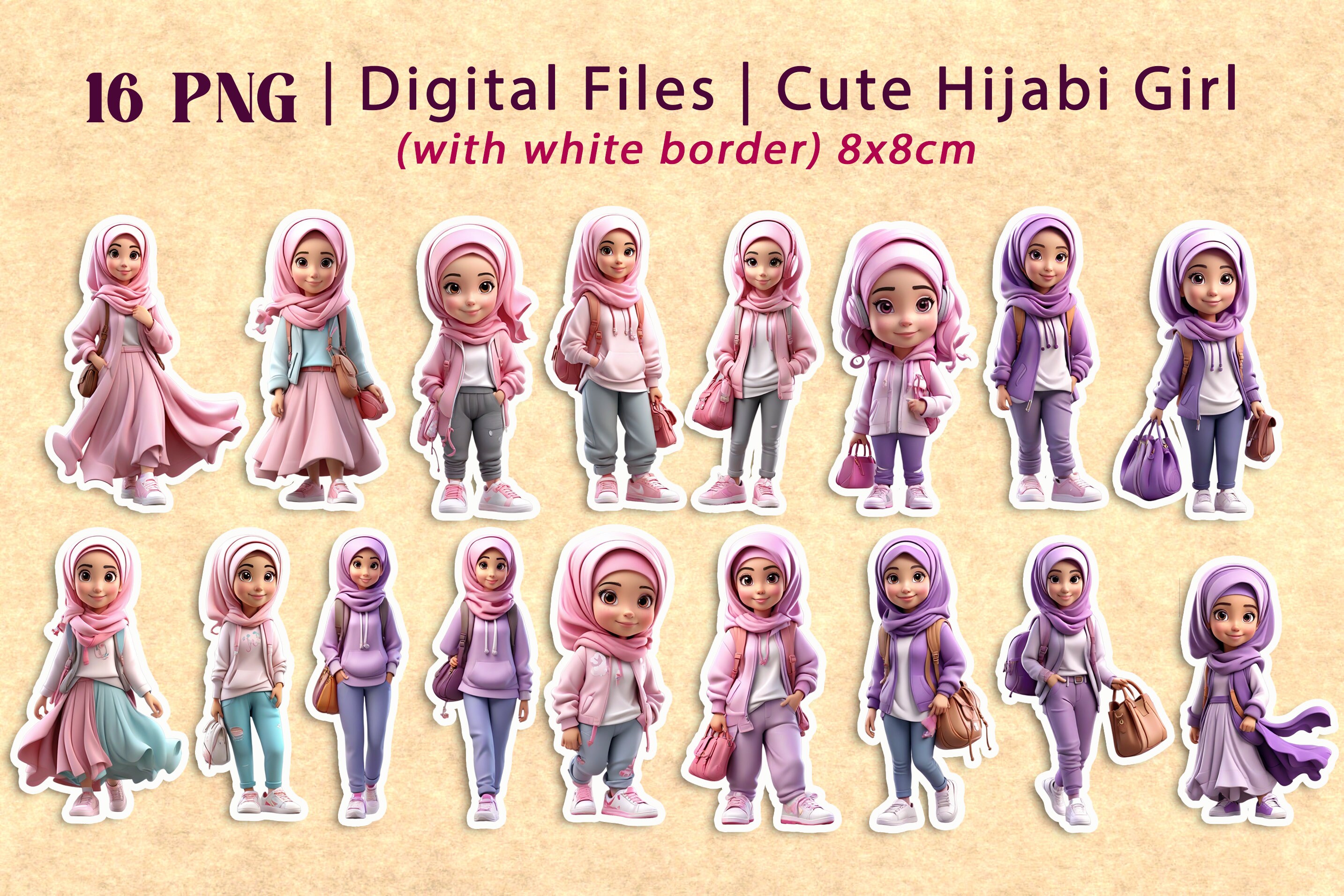 Muslim Hijabi Girl | Islamic Digital Planner Sticker | Cute Kids ...