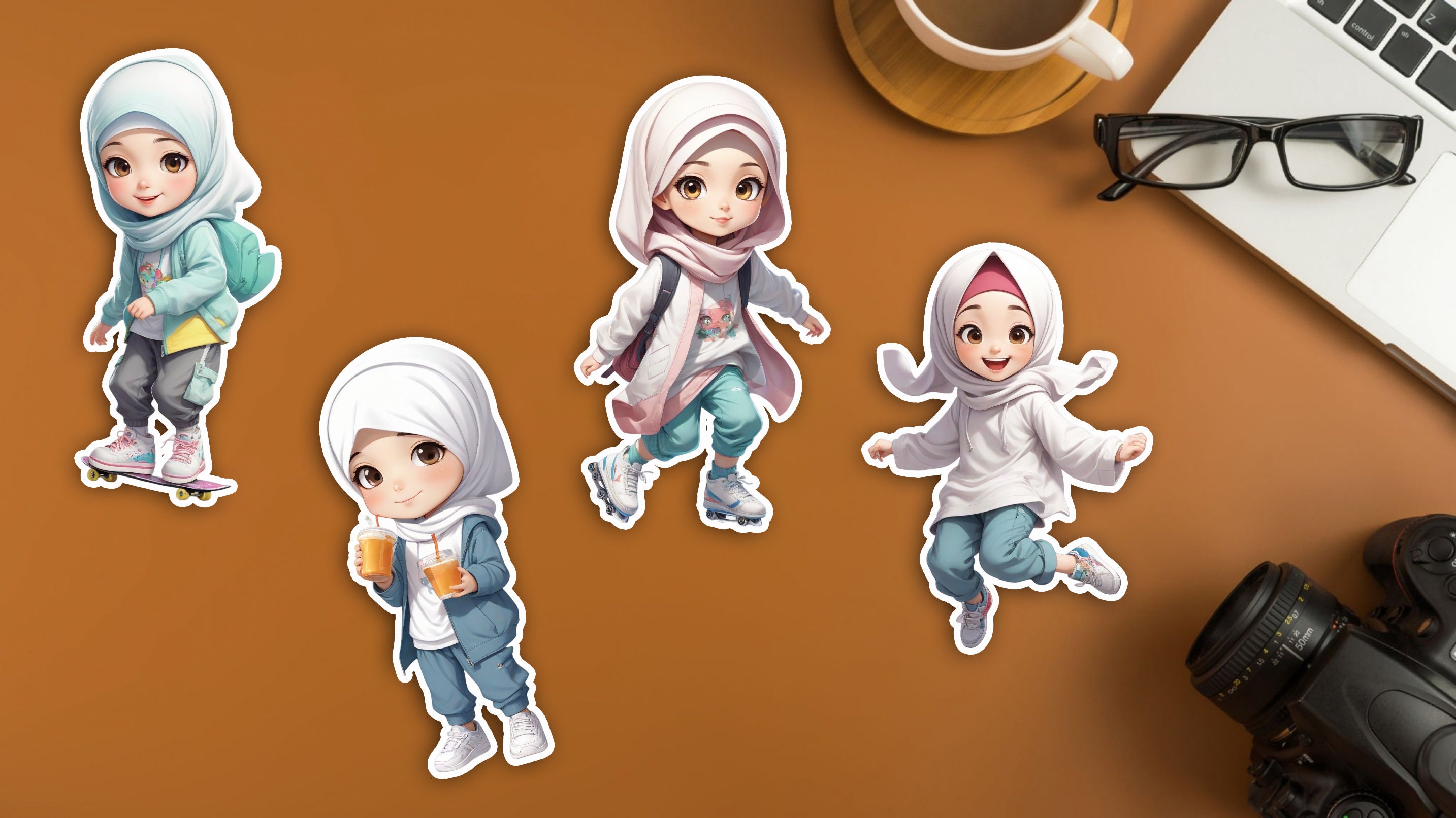 Muslim Hijab Girls | Hijab Girl | Digital Sticker | Cute Kids | Muslim ...