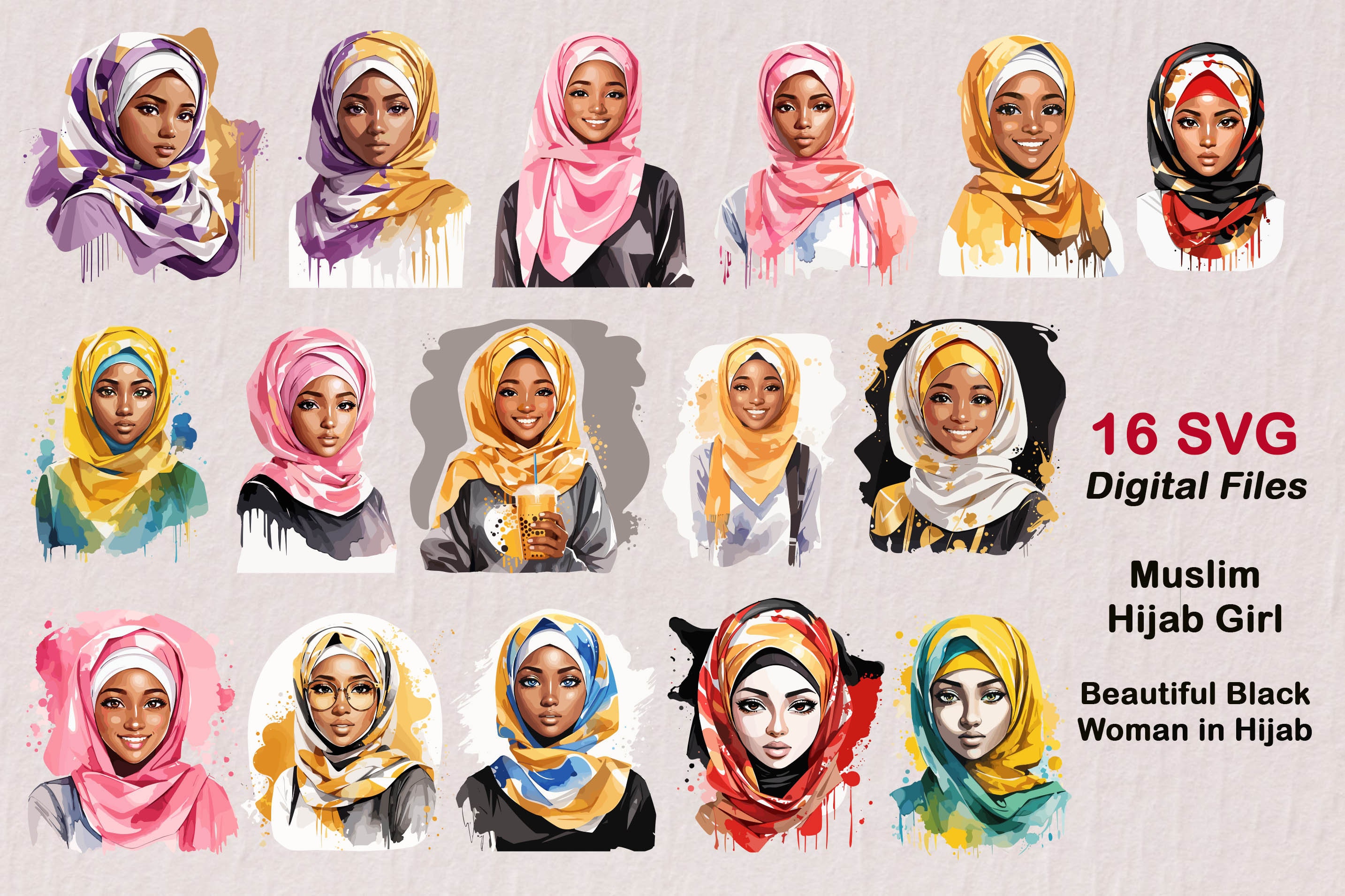 Muslim Hijabi Girl | Muslim Hijab | SVG Digital FILE | Muslim Gift ...