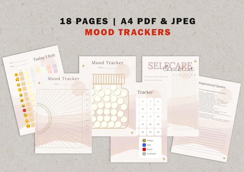 Printable Mood Tracker: Wellness Planner, Emotion Journal (A4 PDF) - Etsy