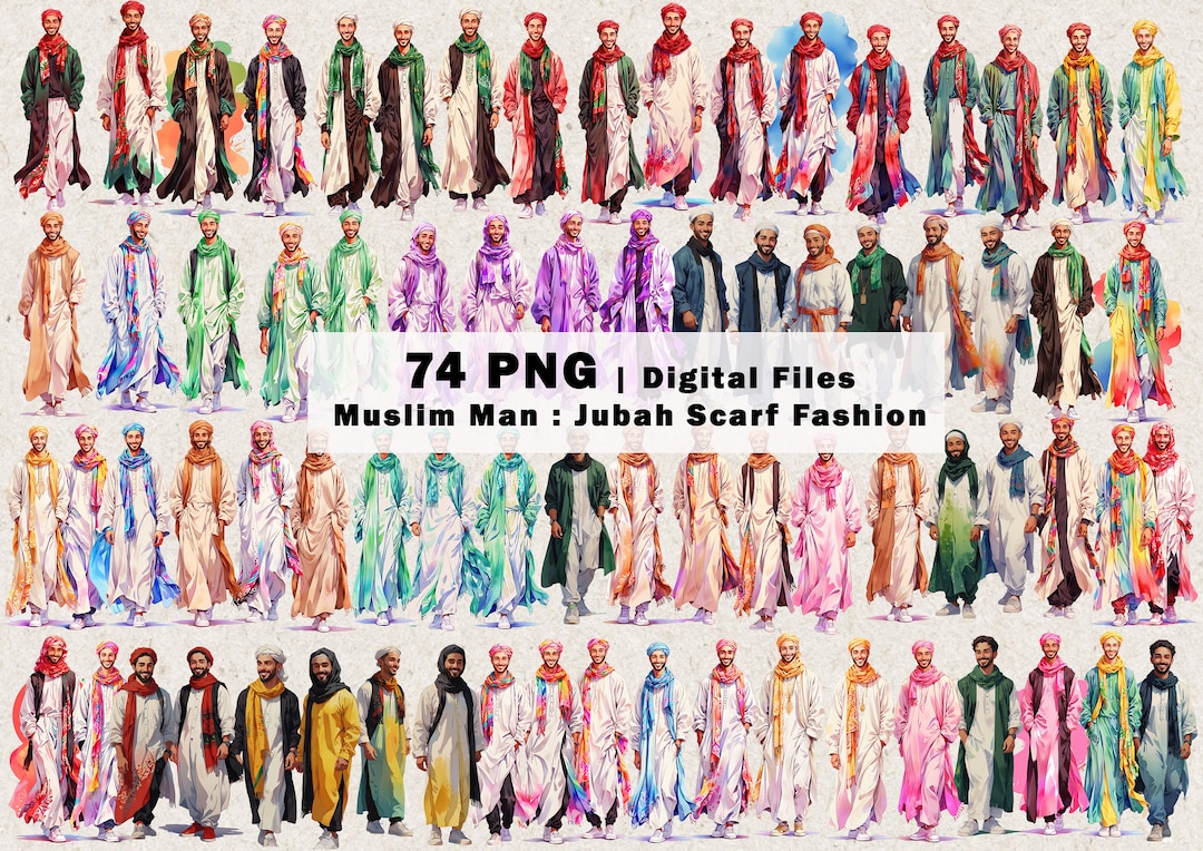 Modern Muslim Men's Jubah PNG | Digital PNG Files | Digital Fashion ...