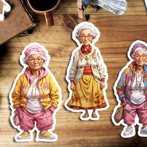 Old Woman | Old Ladies | Grandmother | Grandma PNG | Digital Stickers ...