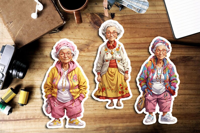Old Woman | Old Ladies | Grandmother | Grandma PNG | Digital Stickers ...