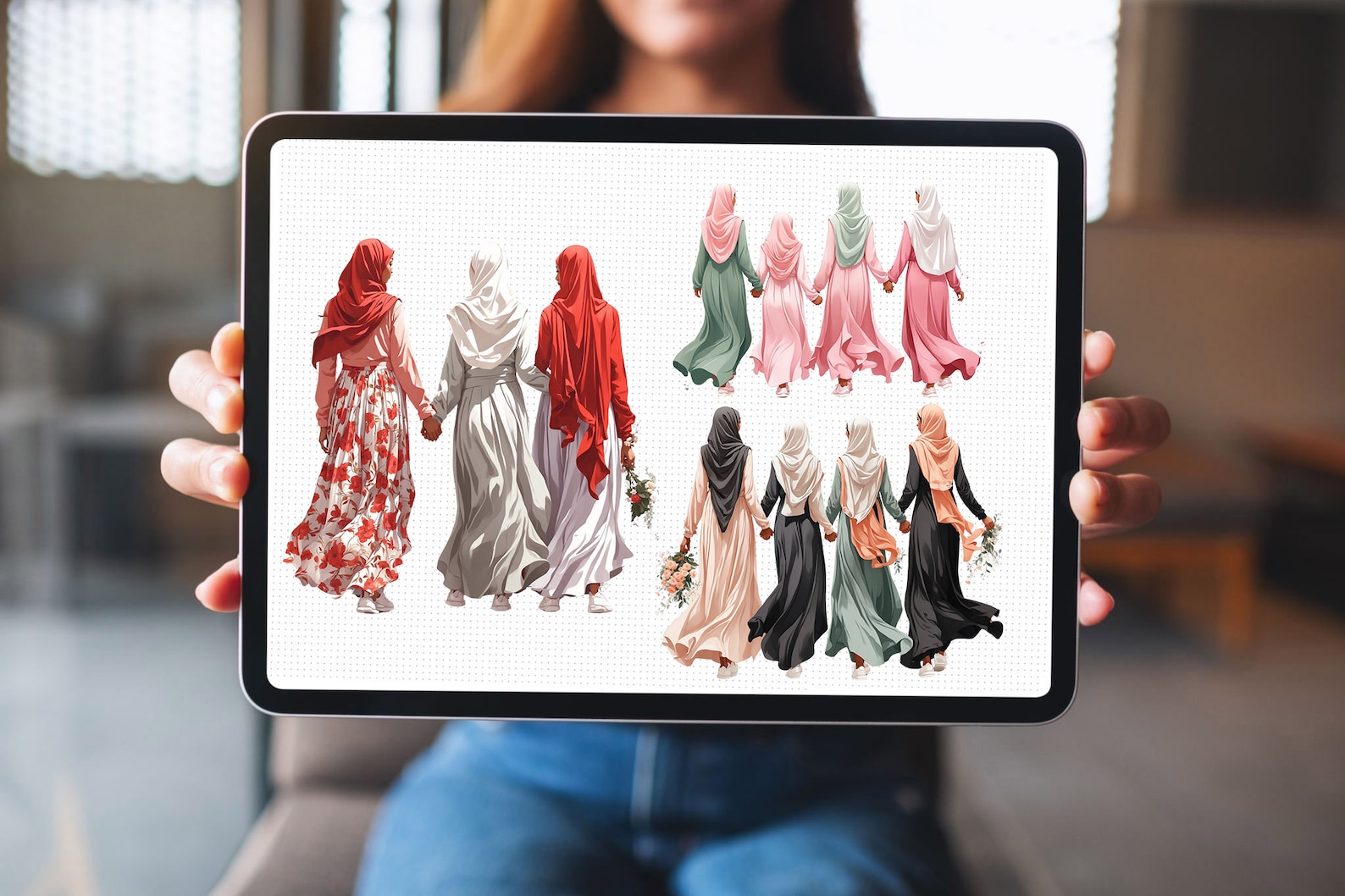 Best Friends Forever Hijabi | Back View Hijab PNG | Bestfriend Hijab ...