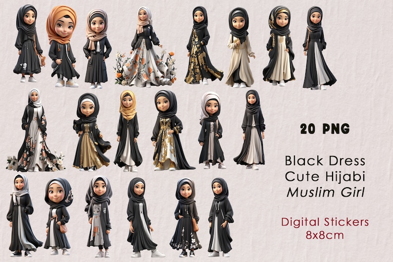 Muslim Hijabi Girl | Islamic Digital Planner Sticker | Cute Kids ...