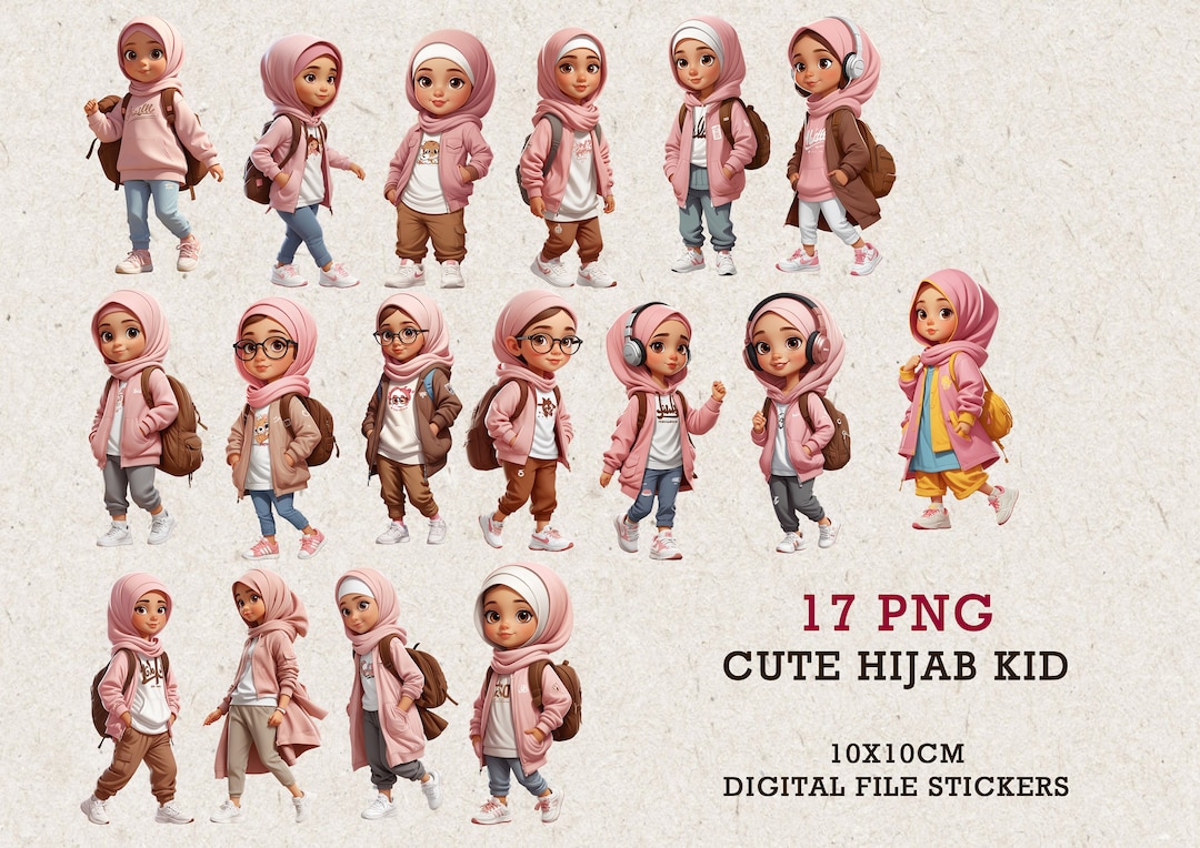 Muslim Hijabi Girl | Islamic Digital Planner Sticker | Cute Kids ...