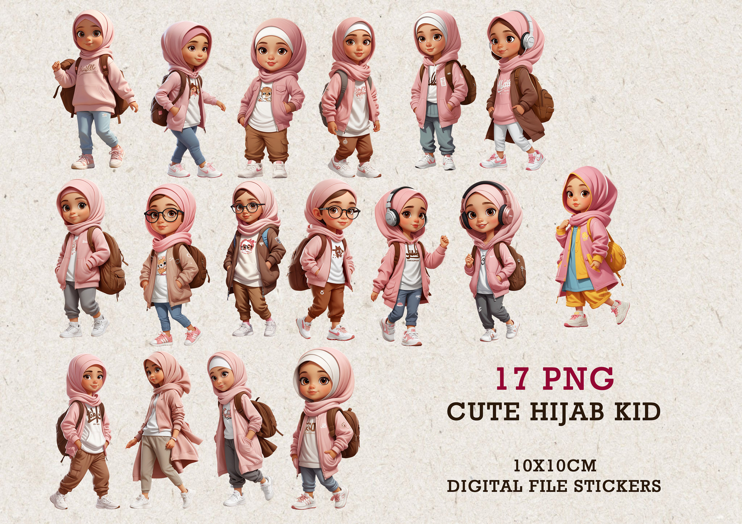 Muslim Hijabi Girl | Islamic Digital Planner Sticker | Cute Kids ...
