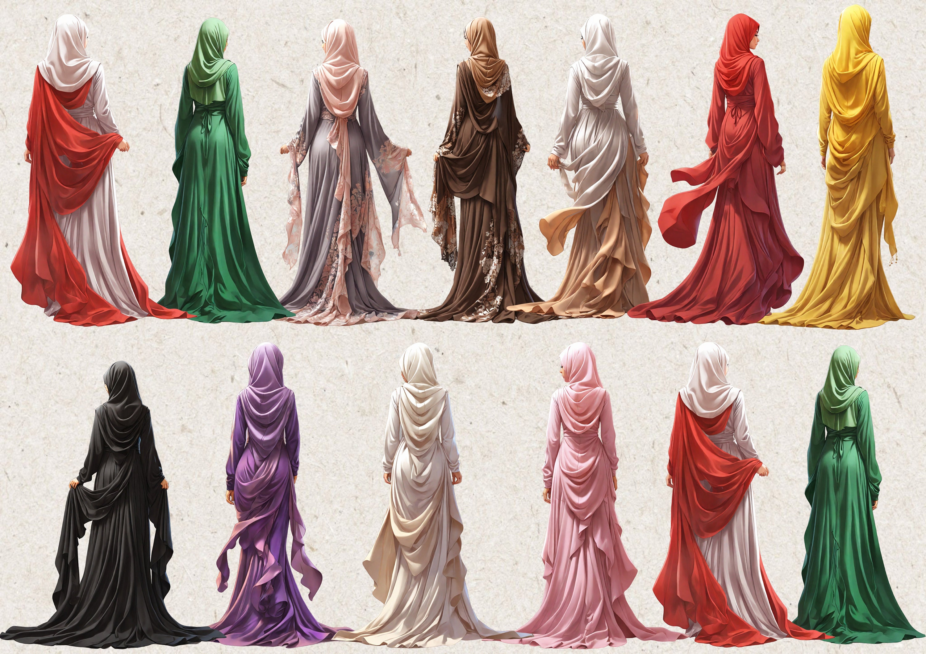 Hijabi Back View | Muslim Girl PNG | Muslim Woman | Abaya Dress ...