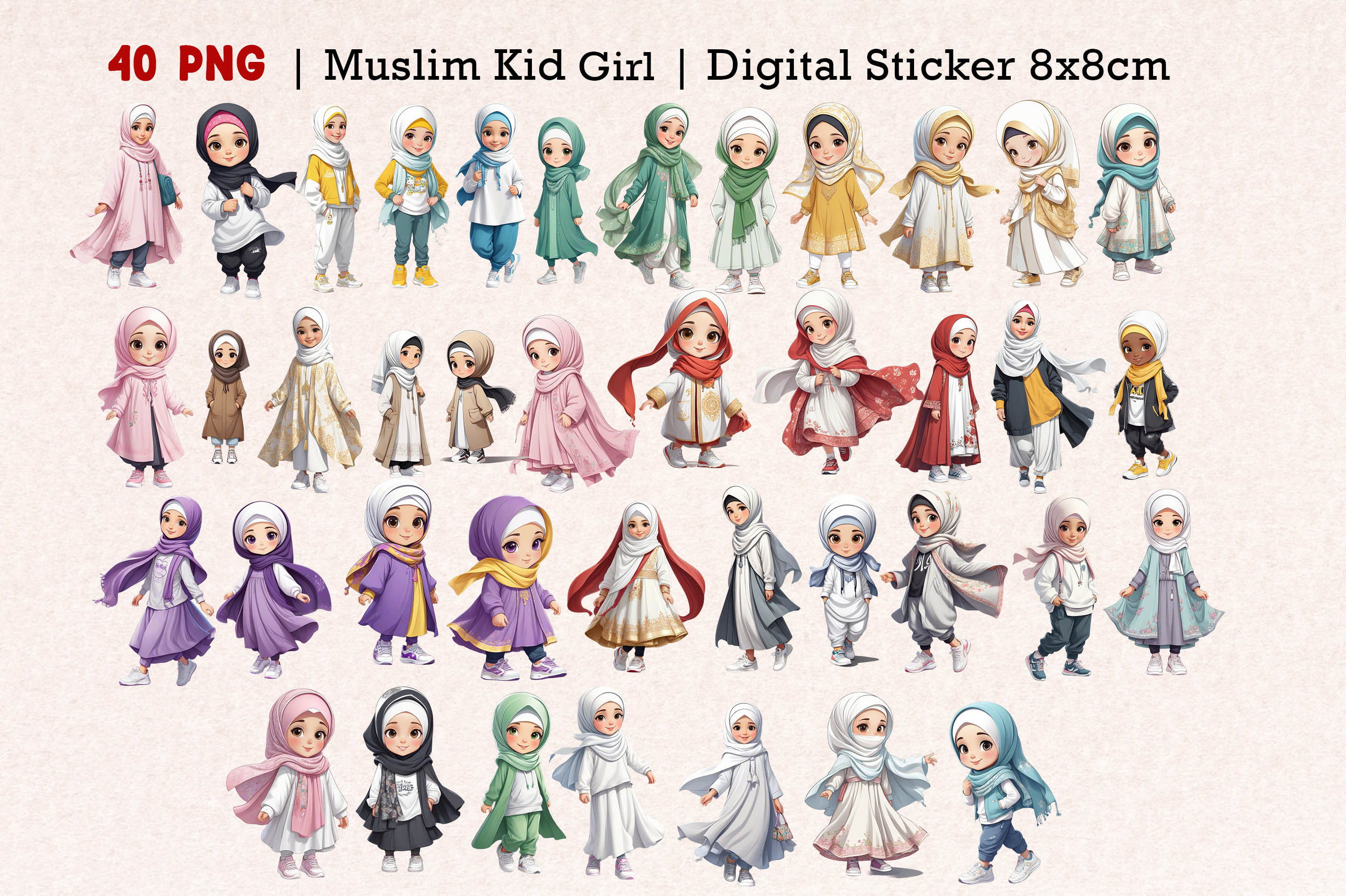 Muslim Hijabi Girl | Islamic Digital Planner Sticker | Cute Kids ...