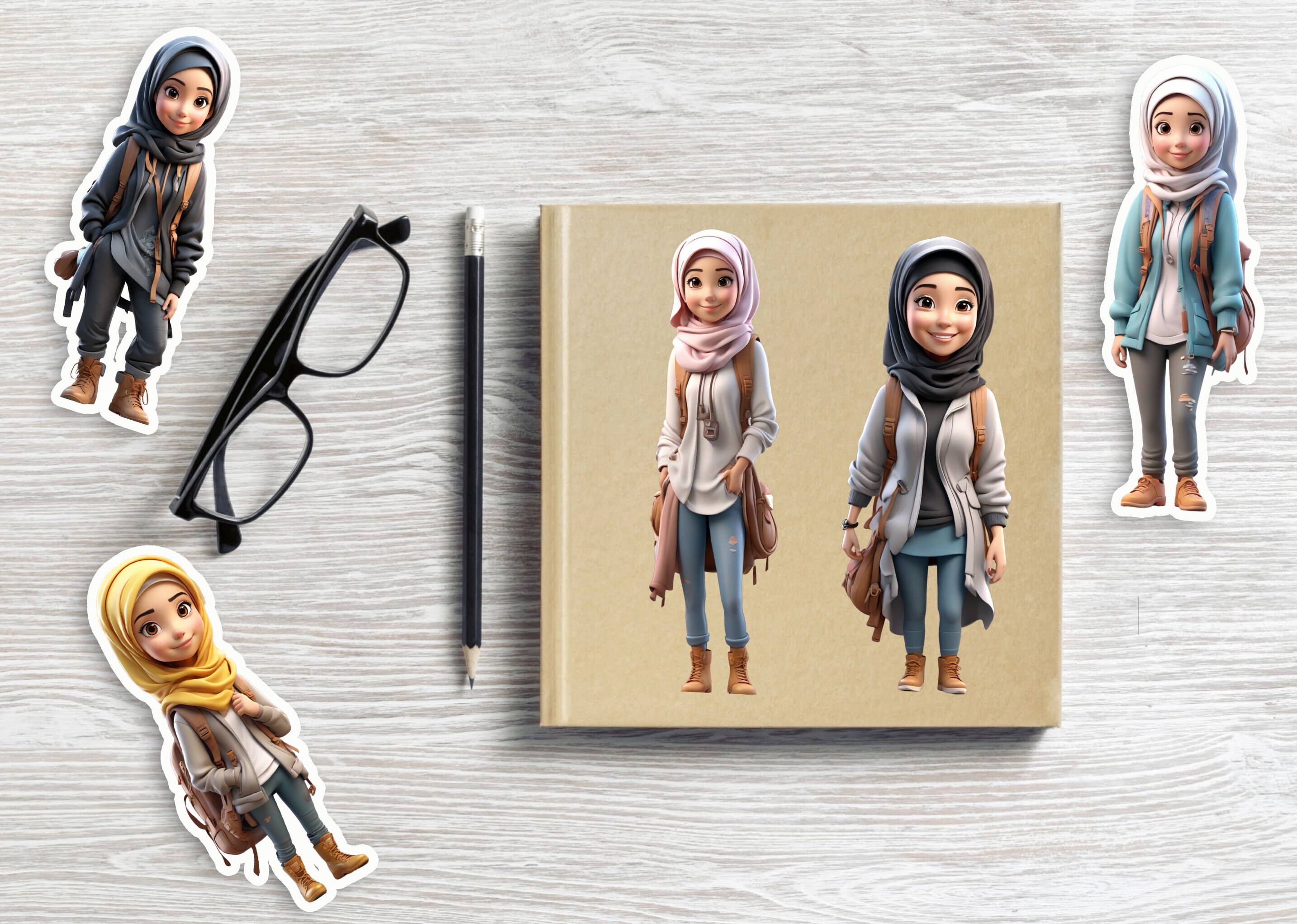 Muslim Hijab Girl Hijab and Boots Islamic Digital Planner Stickers ...