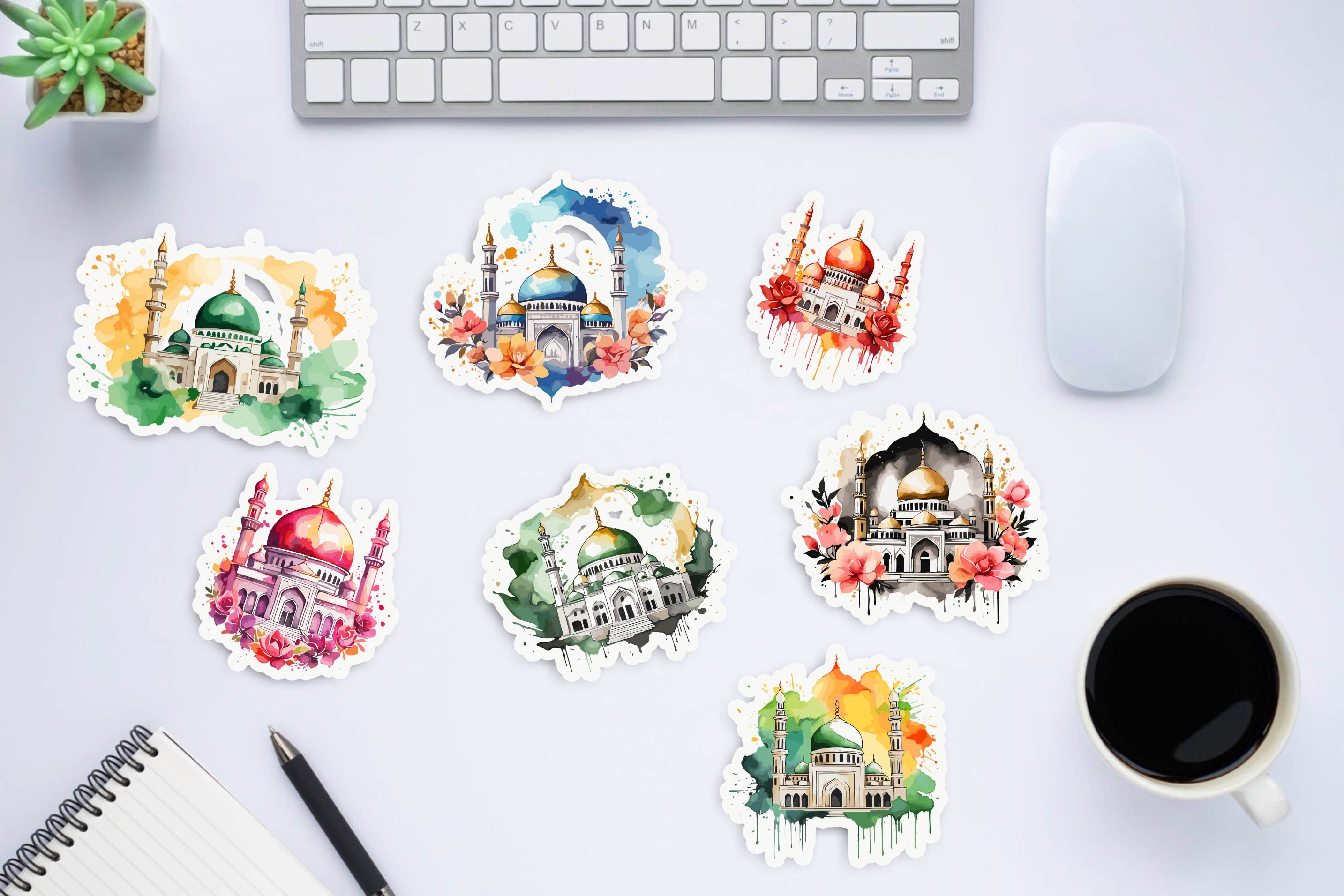 Watercolor Mosque SVG Digital Masjid Illustrations Beautiful Mosque ...