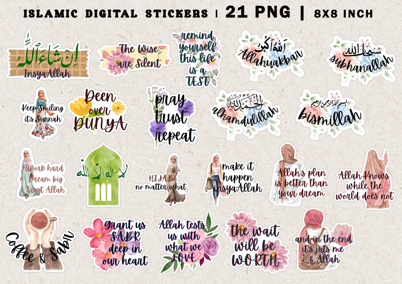 Islamic Digital Sticker Pack for iPad | Cute and Trendy Muslim PNG ...