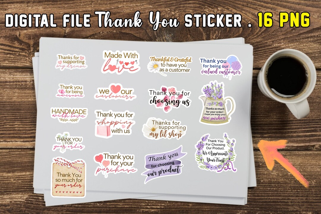 Danke Digitale Aufkleber PNG Danke, dass Sie SVG Digitale Datei Etikett ...