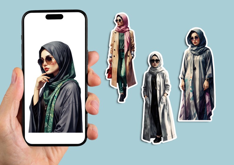 Hijab Girl Fashion | Woman Hijab Sun Glass Style | Digital File PNG ...