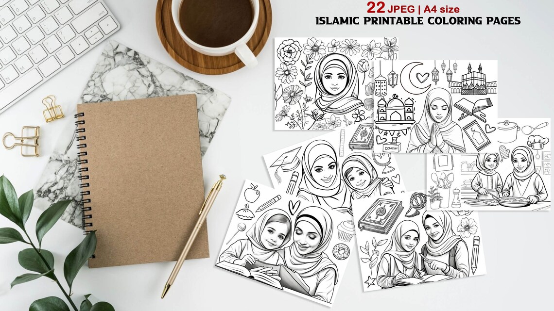 Islamic Coloring Pages Muslim Kids Digital Files JPEG Printable ...