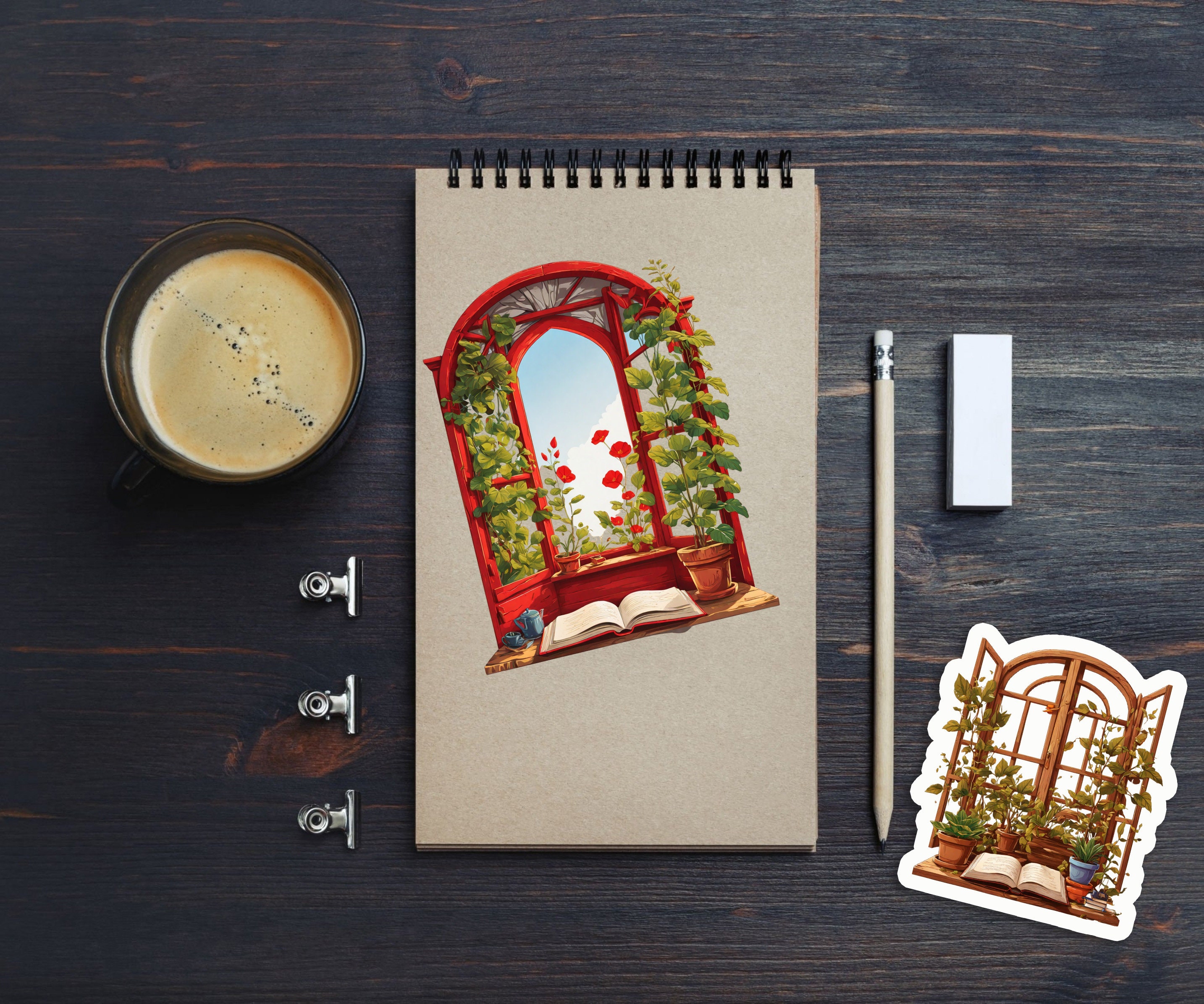 Window Botanical Rustic Window Plant on Windows Wooden Windows Vintage ...