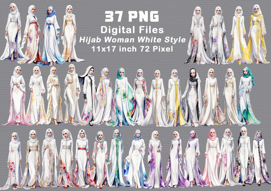 Hijab Woman PNG | Digital Files Download | Dress Hijab White Theme ...
