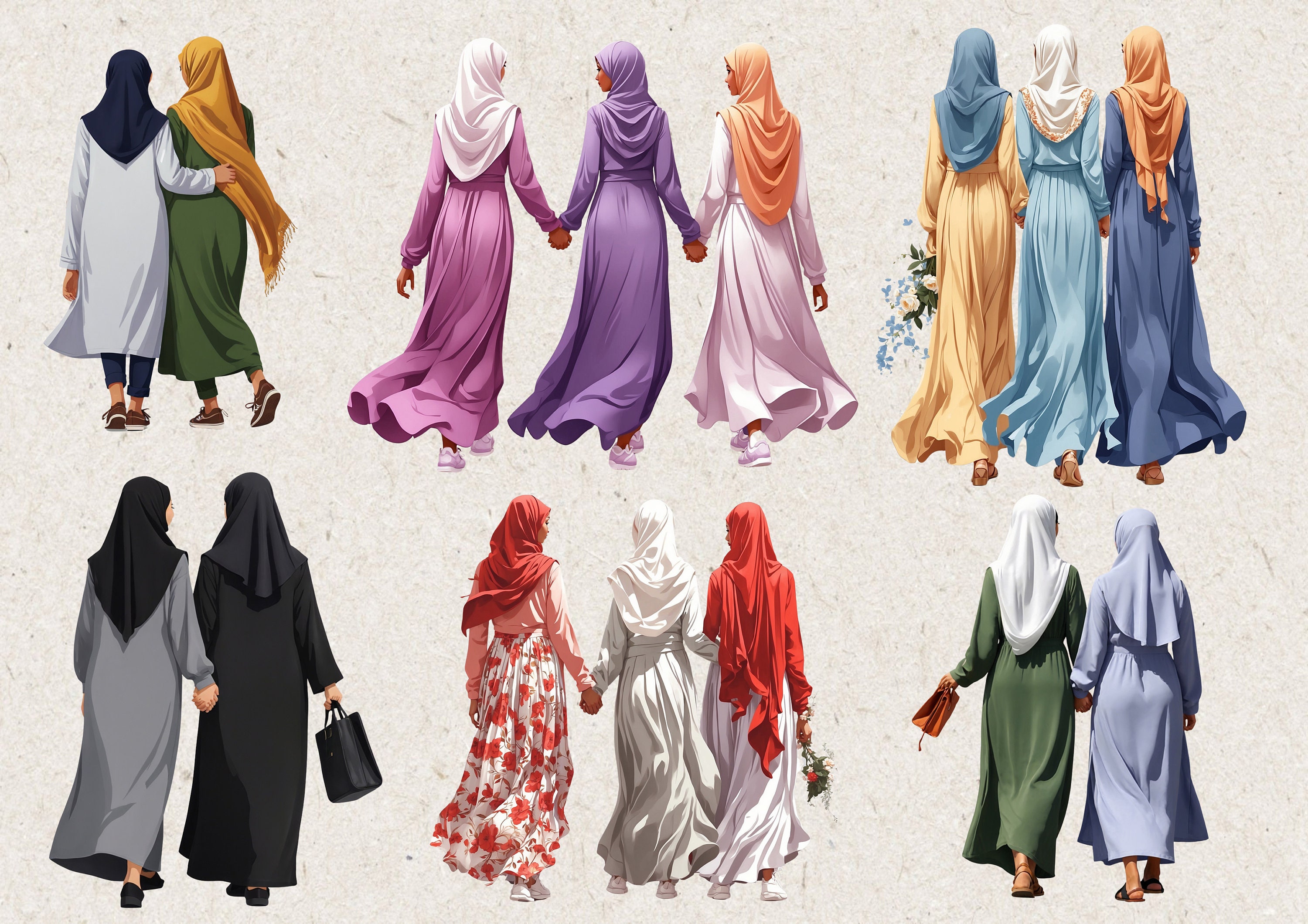 Best Friends Forever Hijabi | Back View Hijab PNG | Bestfriend Hijab ...