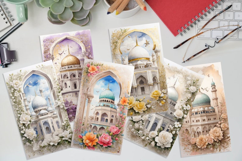 Watercolor Mosque Painted Mosque Muslim Wedding Card - Etsy