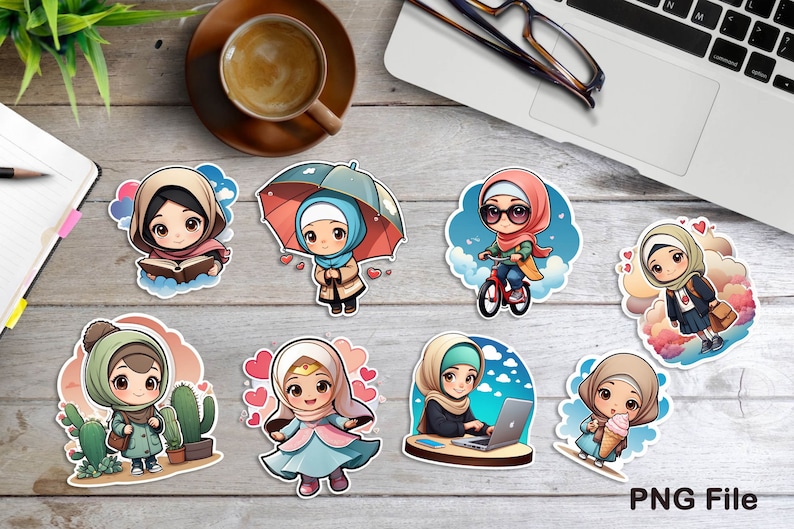Muslim Hijabi Girl | Islamic Digital Planner Sticker | Cute Kids ...