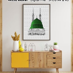 Masjid an Nabawi Medina | Green Dome | Digital File | JPEG | Printable ...