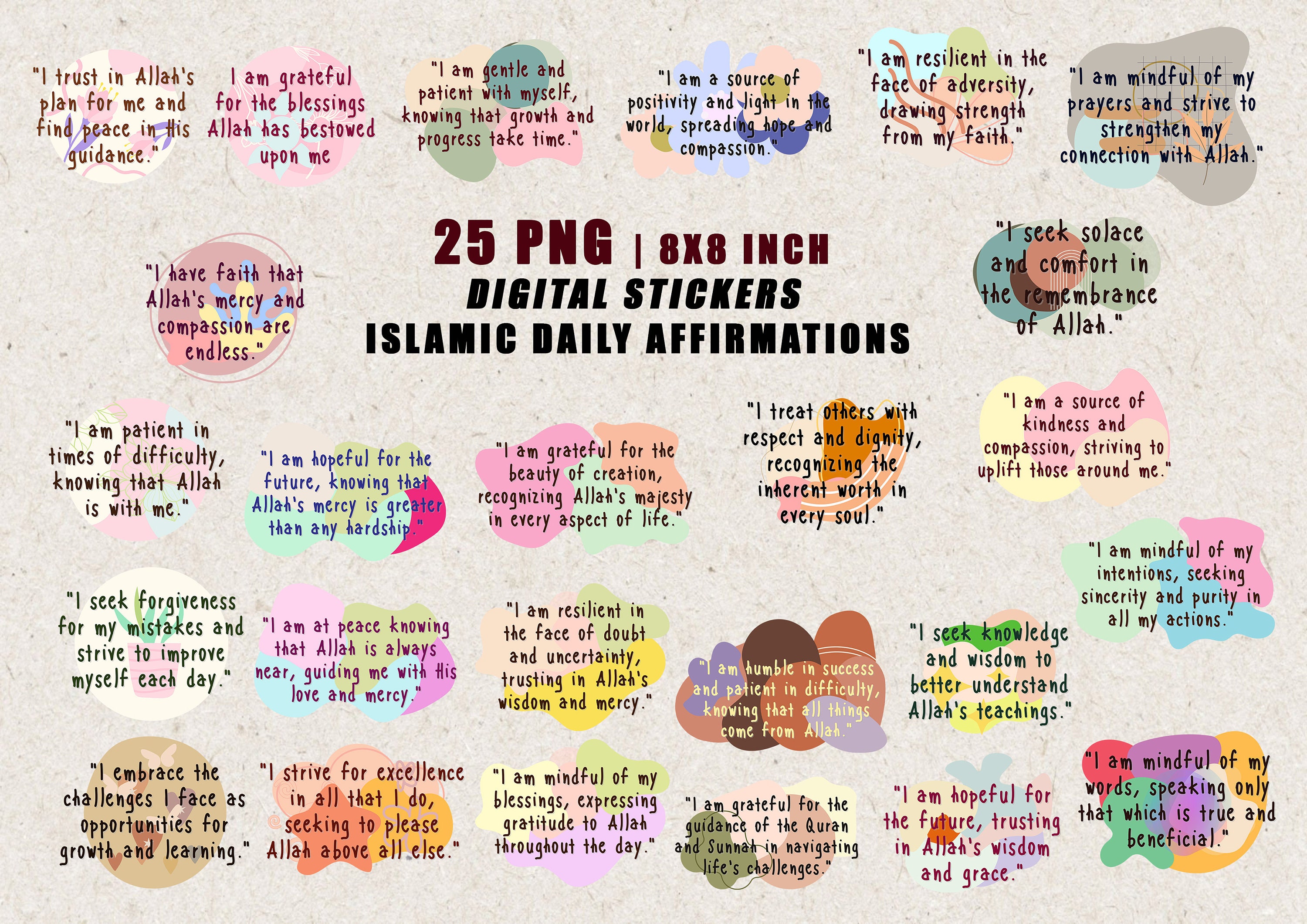 Islamic Digital Planner | Islamic Daily Affirmations | PNG File ...