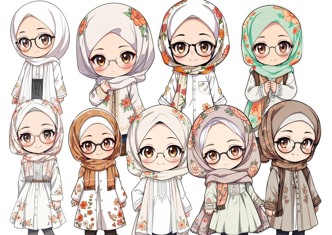 Hijabi Girl Clipart: Muslim Kids PNG Stickers (digital File) - Etsy