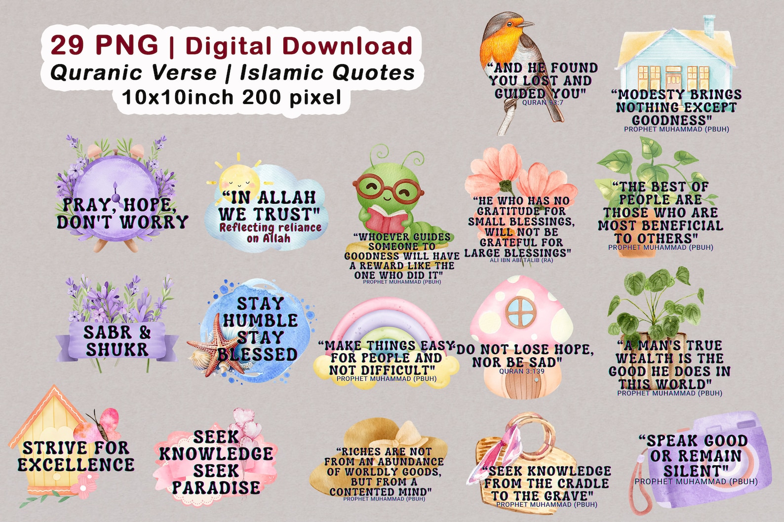 Islamic Digital Planner | Quotes and Saying PNG | Daily Islamic Digital ...