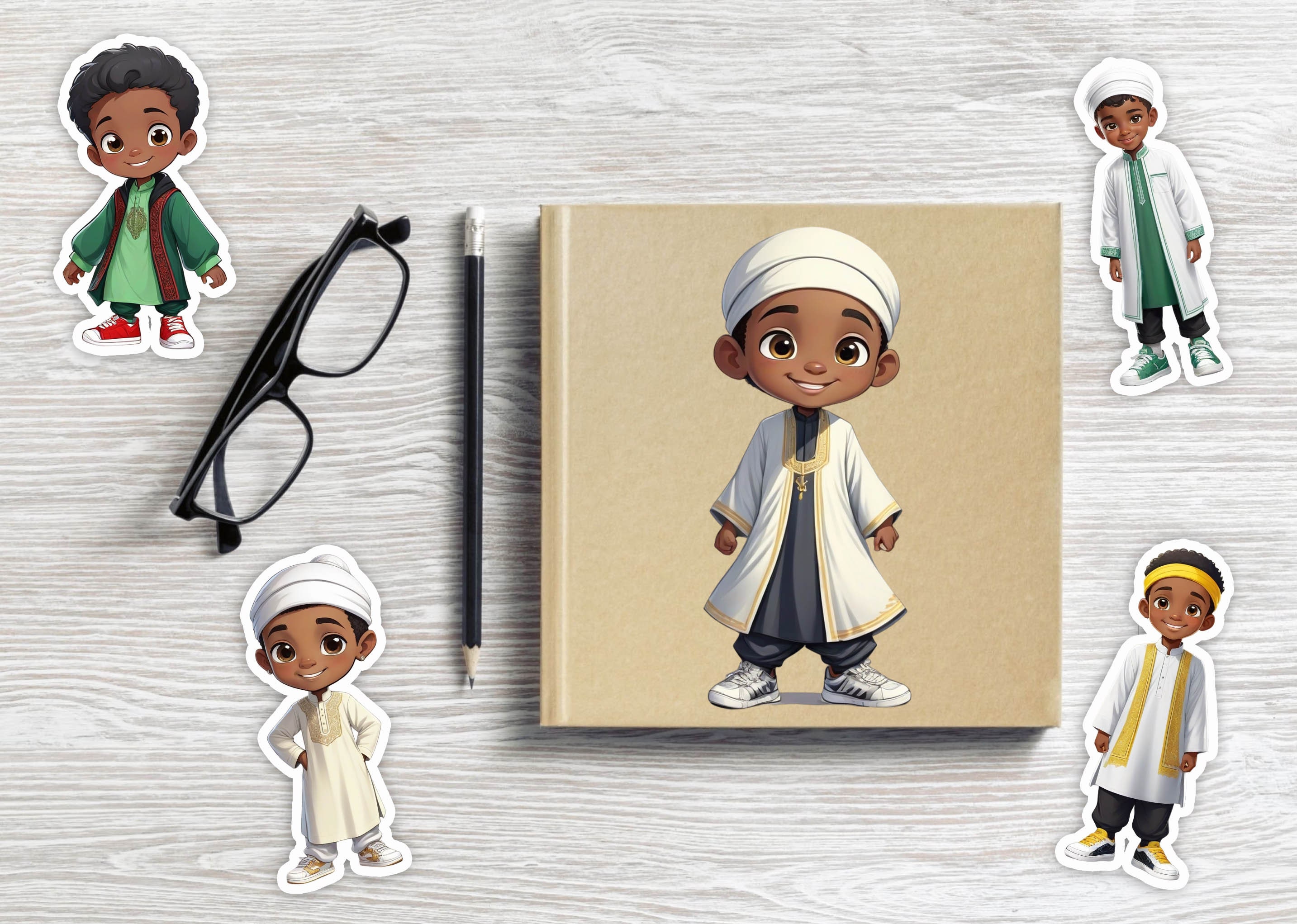 Muslim Black Boy | Islamic Digital Planner Sticker | Cute American ...