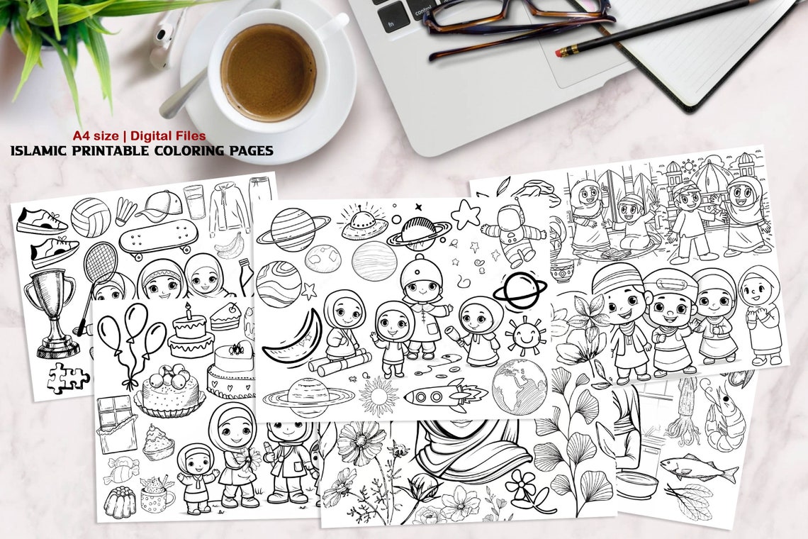 Islamic Coloring Pages Muslim Kids Digital Files JPEG Printable ...