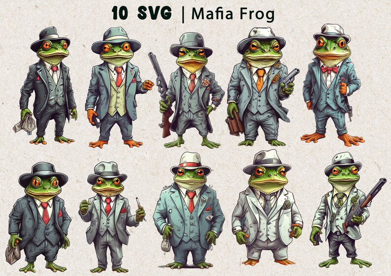 Watercolor Frog Mafia Frog Funny Frog Frog Digital File - Etsy
