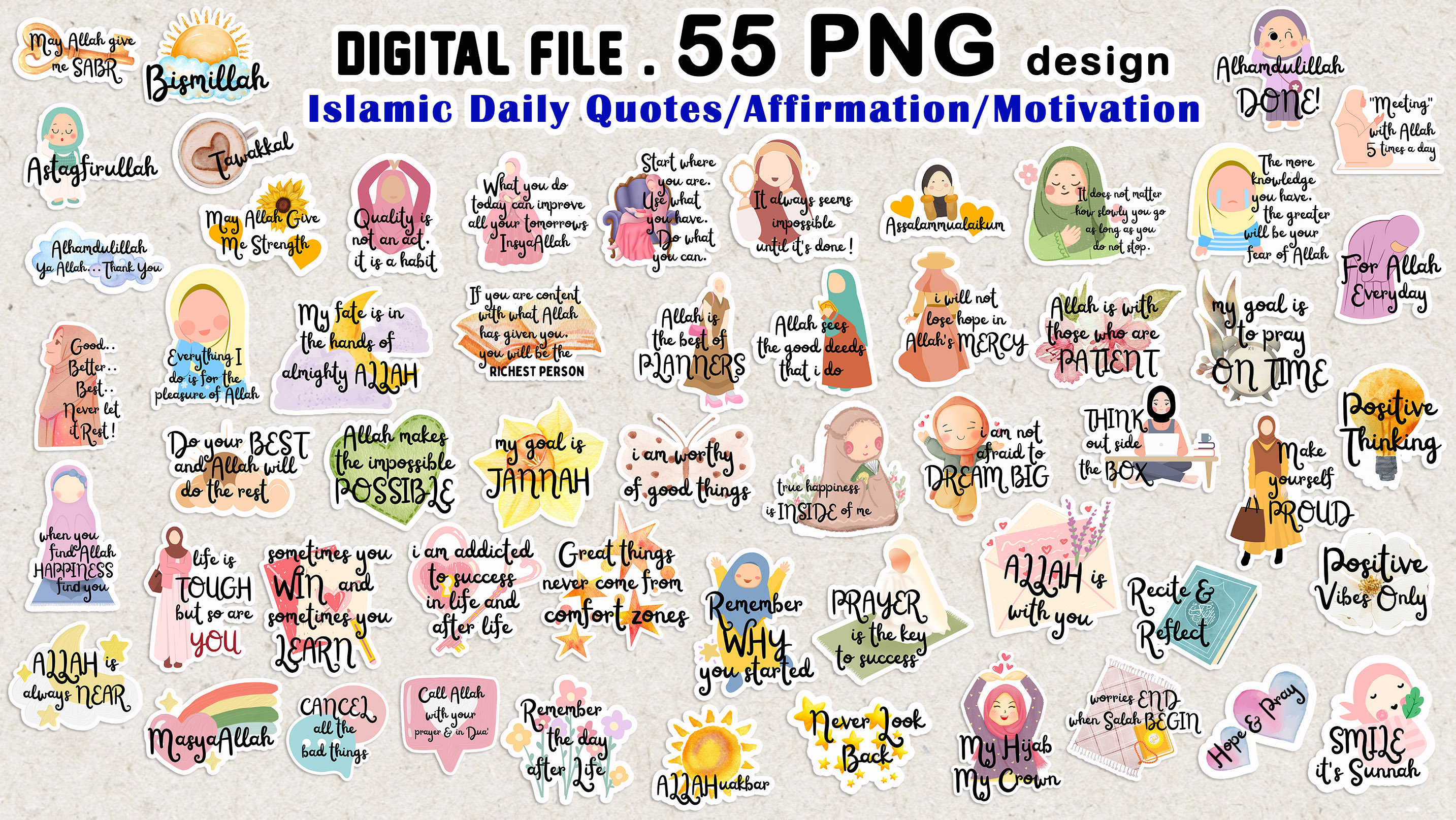 Islamic Digital Planner Sticker | Affirmations PNG | Digital File ...