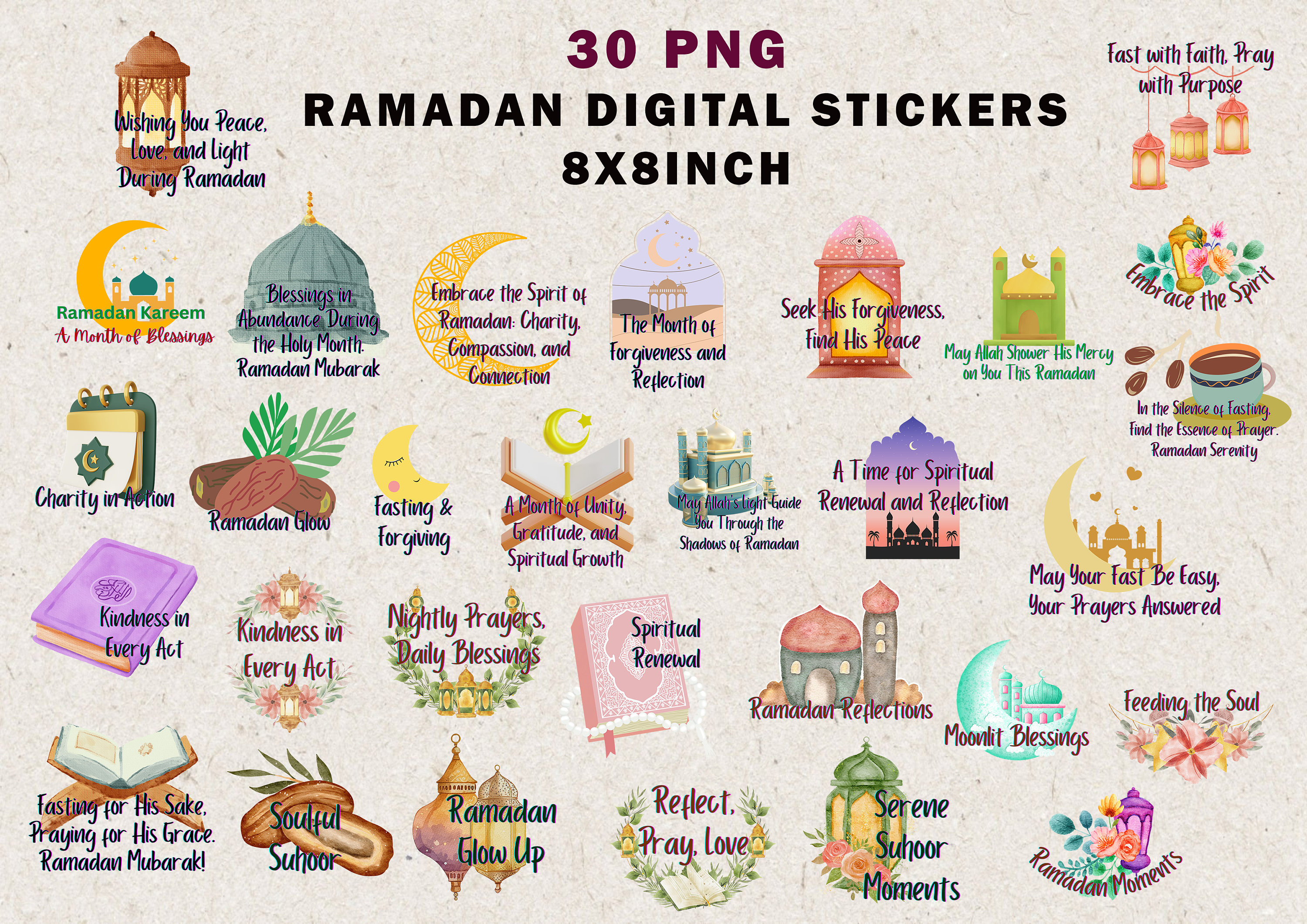 Islamic Digital Planner Sticker Ramadan Ramadan Stickers Digital ...