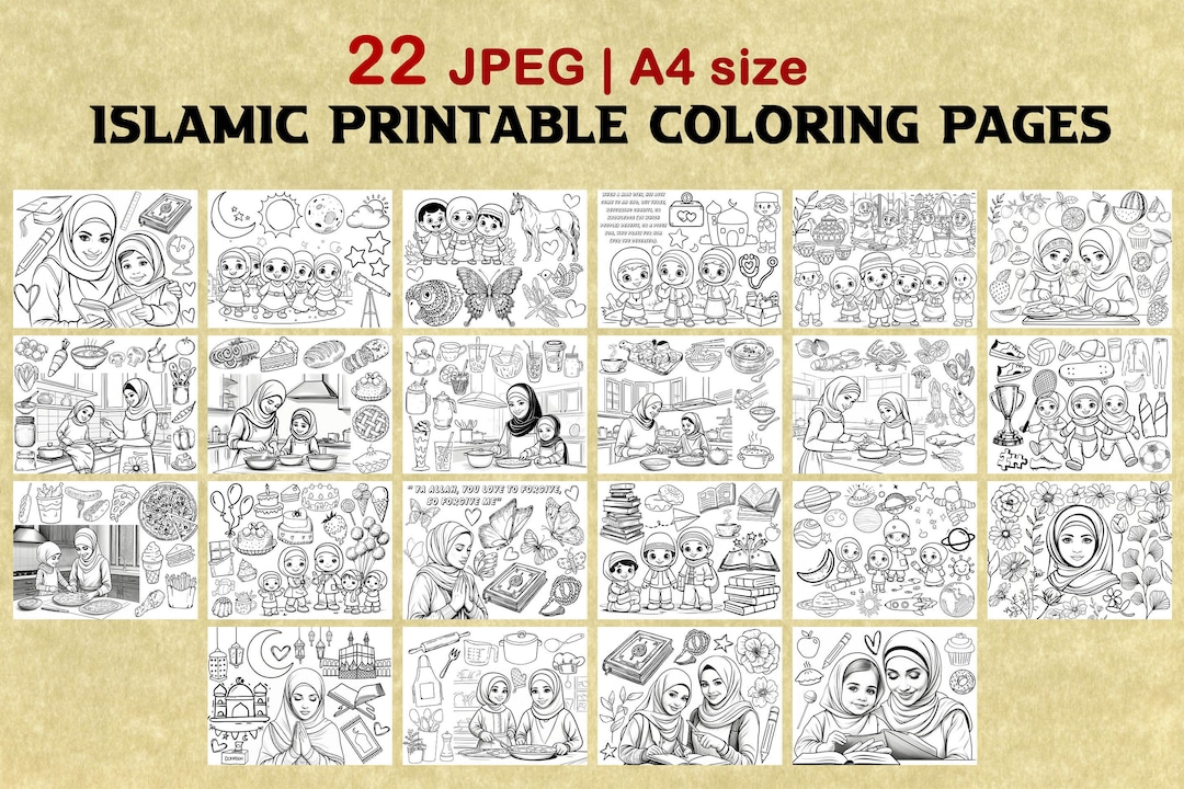 Islamic Coloring Pages | Muslim Kids | Digital Files JPEG | Printable ...